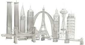 Architectural Wire Models, Buildings, Bridges and Monuments